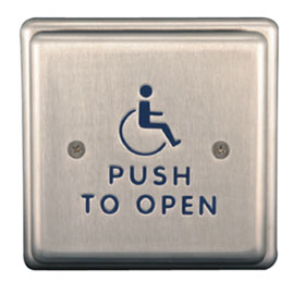 BEA 10PBS451 4 1/2" Square Stainless Push Plate, Blue Handicap Logo ...
